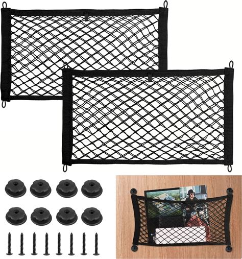 2pcs Small Cargo Nets Camper Storage Pocket Mesh Net Elastic Stretchable Trunk Cargo Netting For