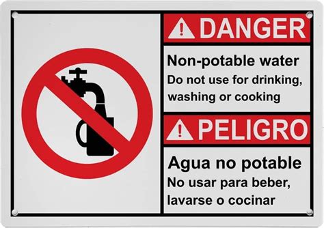Ansi Bilingual Drinking Water Warning Sign 8x12 Indooroutdoor Non