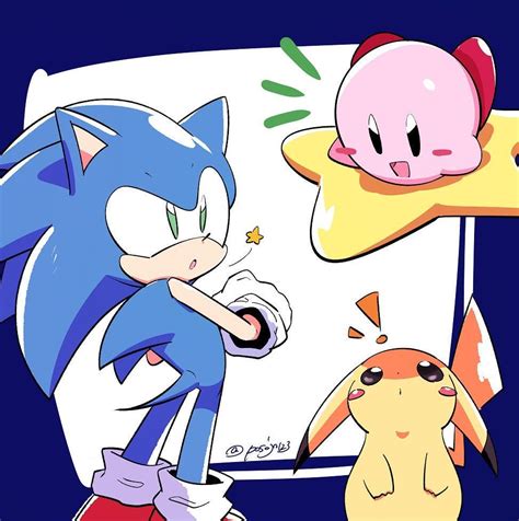 Sonic Pikachu And Kirby By Posojo123 R Sonicthehedgehog