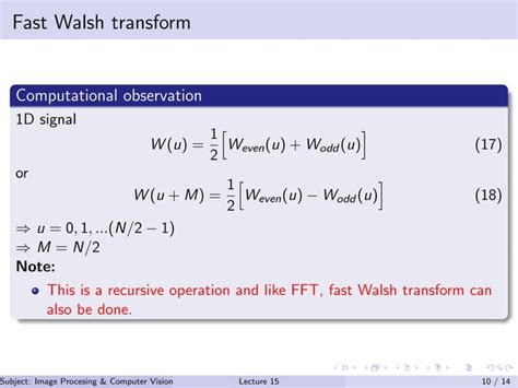 lecture 15 dct walsh and hadamard transform pdf technology and computing