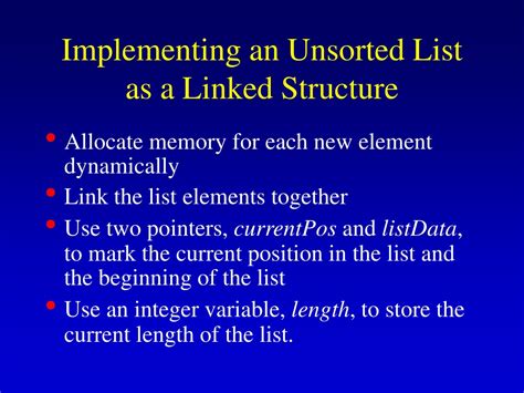 PPT Implementing Unsorted List As Linked Structure CS Data Structures PowerPoint