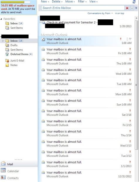The Sent Items Folder Contains The Maximum Number Of Allowed Items