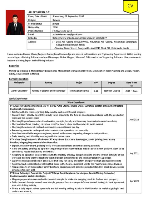 Cv Ari Setiawan Jambi Pdf Mining