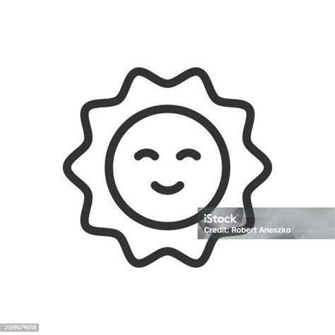 태양 이모티콘 흰색 배경에 여름 선 벡터 아이콘입니다 편집 가능한 획 벡터 일러스트 레이 션 상징 계절에 대한 스톡 벡터 아트 및 기타 이미지 Istock