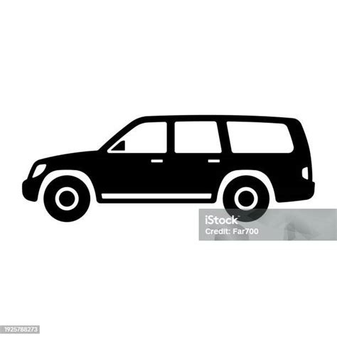 Suv 아이콘입니다 스테이션 왜건 블랙 실루엣 측면도 벡터 간단한 평면 그래픽 Illustration 흰색 배경에 고립된 개체입니다 격리 스포츠 유틸리티 자동차에 대한 스톡