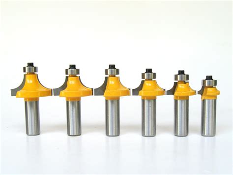 6pc 1 2 Sh 1 2 7 16 3 8 5 16 1 4 1 8 Radius Round Over Router Bit
