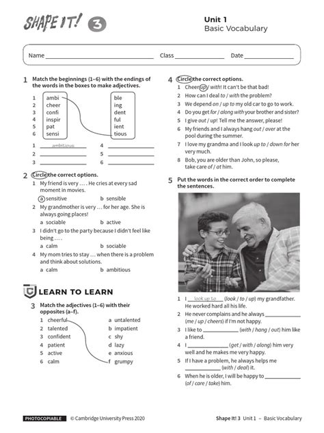 Vocabulary Basic Unit1 Without Answers Download Free Pdf Linguistics