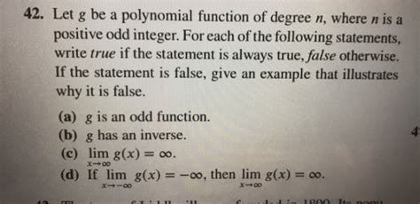 solved 42 let g be a polynomial function of degree n where