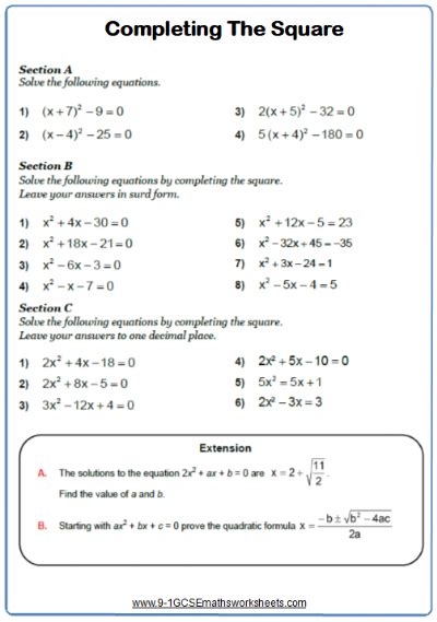 Solving Quadratic Equations All Methods Worksheet