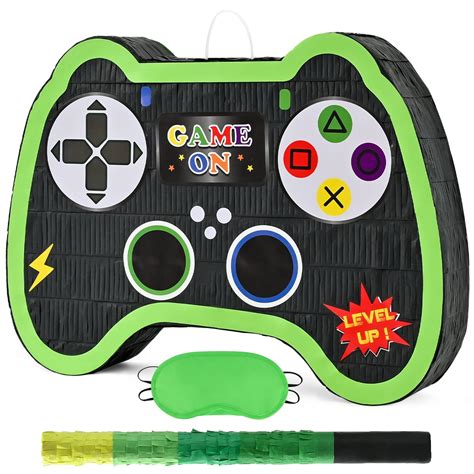 Wernnsai Video Game Controller Piñata Game Party Supplies Piñata Bundle With Blindfold And Bat