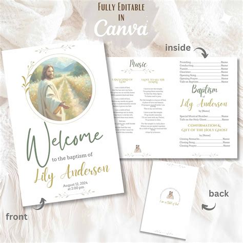 Editable Lds Baptism Program Template Girl Or Boy Jesus