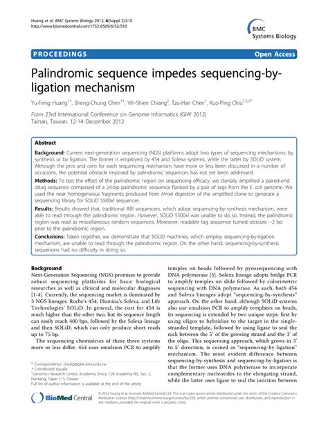 PDF Palindromic Sequence Impedes Sequencing By Ligation Mechanism