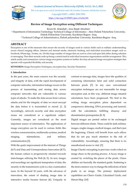 PDF Review Of Image Encryption Using Different Techniques