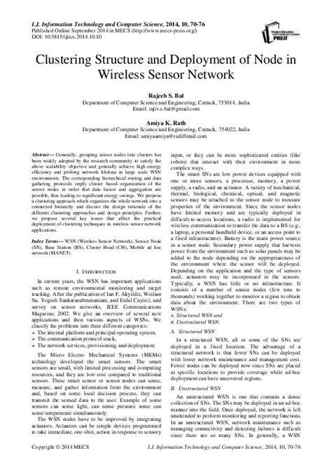 pdf clustering structure and deployment of node in wireless sensor network amiya rath