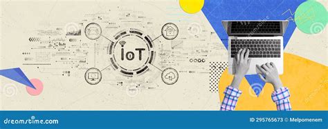 IoT Theme With Person Using A Laptop Computer Stock Image Image Of Person Cloud 295765673