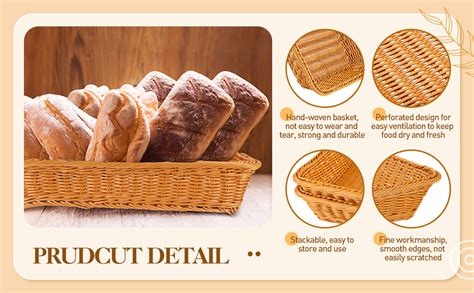 Tioncy 10 Pack Poly Wicker Bread Baskets 1575 X 1181 X 3