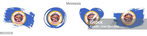 미네소타 손으로 그린 그런 지 스타일 플래그 아이콘 세트입니다 무료 브러시 스트로크 플랫 벡터 일러스트 레이 션 흰색 절연 개체 그룹에 대한 스톡 벡터 아트 및 기타 이미지