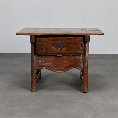 Antique Wooden Side Table With Drawer 1700s For Sale At Pamono