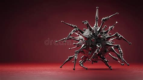 Viral Outbreak Simulation Laboratory 3d Model Red Background Close Up Pandemic Preparedness