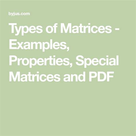 Types Of Matrices Examples And Properties Types Of Matrices Examples And Properties
