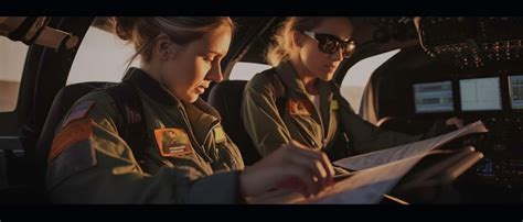 Premium Photo Close Up Of Female Pilot And Copilot With Map In Cockpit Generated By Ai