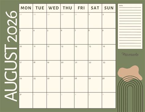 August 2026 Calendar Printable With Holidays