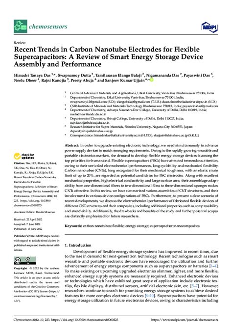 Pdf Recent Trends In Carbon Nanotube Electrodes For Flexible