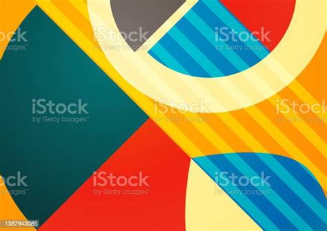 포스터 커버 디자인의 추상적인 기하학적 패턴 배경 텍스처 원과 세그먼트가 있는 최소한의 다채로운 벡터 배너 템플릿입니다 벡터 0명에 대한 스톡 벡터 아트 및 기타 이미지