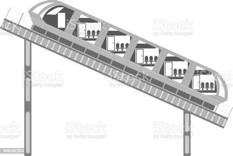 레일에는 흰색 바탕에 울타리 케이블카 Thecable 자동차의 추상 이미지입니다 Ndesign 요소입니다 스톡 벡터 일러스트 레이 션 가파른에 대한 스톡 벡터 아트 및 기타