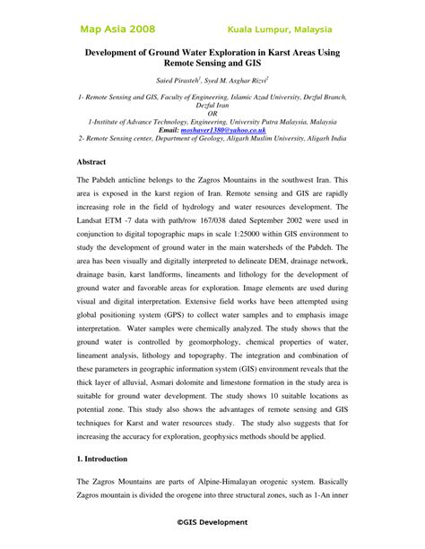 Pdf Development Of Groundwater Exploration In Karst Areas Using Remote Sensing And Gis