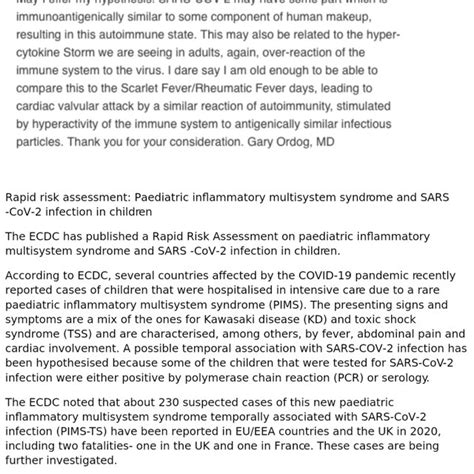 Doctors Guide Dg Alert Comment On Covid19 Pediatric Hyperimmune