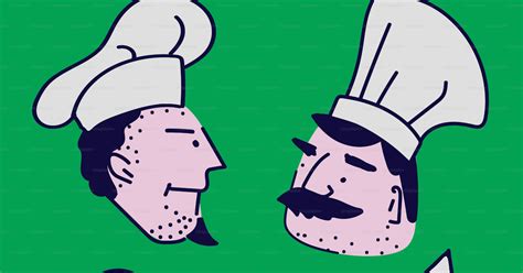 셰프 모자를 쓴 남자의 만화가 있는 그린 스크린 벡터 Unsplash의 요리사 이미지