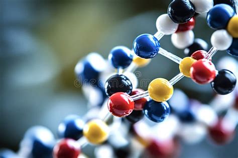 Colorful Molecular Structure Representing Dna Or Rna On Blurred Background Stock Image Image