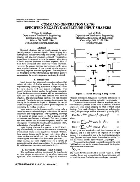 Pdf Command Generation Using Specified Negative Amplitude Input Shapers