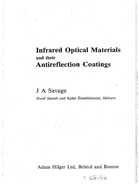 Infrared Optical Materials And Their Antireflection Coatings Pdf Phonon Electromagnetic