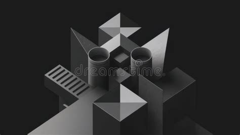 Abstract Geometric Shapes In Monochrome Tones Create A Modern Minimalist Design Stock