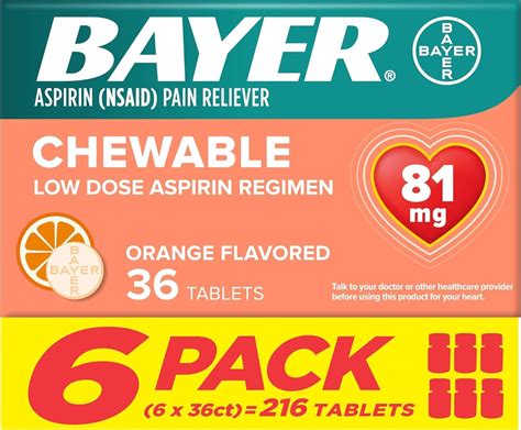 Bayer Aspirin Regimen 81mg Chewable Tablets 1 Doctor Recommended Aspirin Brand