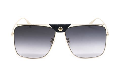 Alexander Mcqueen Unisex Sunglasses Browline Gold Watches And Crystals