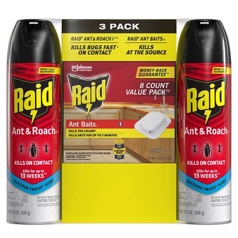 Raid Ant And Roach 175 Oz Aerosol 2pk With 8 Count Bait Mixed Pack