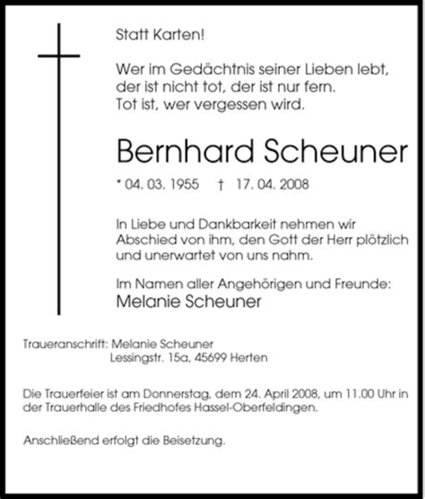 Traueranzeigen Von Bernhard Scheuner Trauer In Nrwde