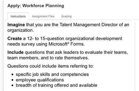 Solved Apply Workforce Planning Instructions Assignment