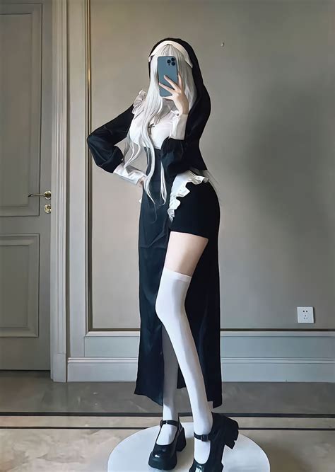 ชุดเครื่องแบบคอสเพลย์ ชุดแม่ชี สําหรับปาร์ตี้ฮาโลวีน ประกอบด้วยสร้อยคอ Shopee Thailand