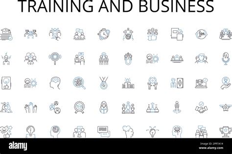 Training And Business Line Icons Collection Inspiration Designing