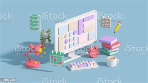 프로젝트 작업 관리 및 효과적인 시간 계획 3d 렌더링 그림 3차원 형태에 대한 스톡 사진 및 기타 이미지 3차원 형태