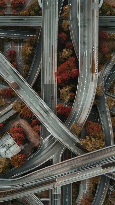 Aerial View Of Overpass Highway Intersection In Different Directions