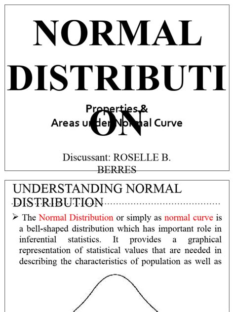 Normal Distribution Properties Areas Under Normal Curve Roselle B Berres Pdf Normal