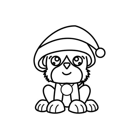 Cão cartoon modelo de ilustração vetorial para livro de colorir aula de desenho para crianças