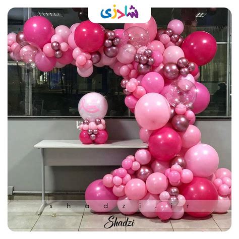 بادکنک آرایی تولد تم صورتی سرخابی