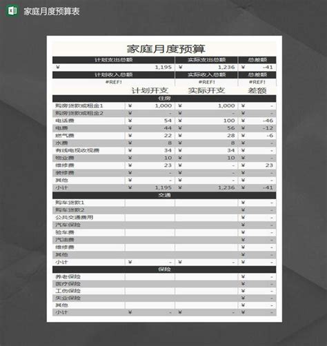 家庭月度预算表excel表格制作模板梦想ppt推荐 梦想ppt