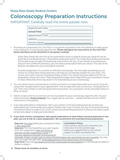 Colonoscopy Preparation Instructions Pdf Colonoscopy Pharmacy